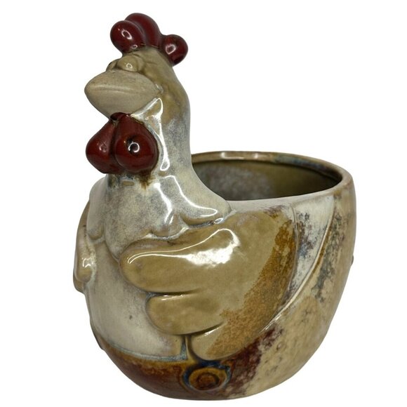 Accents | Handcrafted Ceramic Chicken Planter Pot 6 Tall Light Brown ...